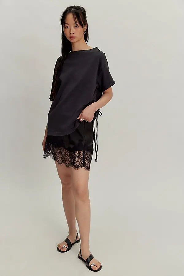 We The Free Ruched Side Tee - Black