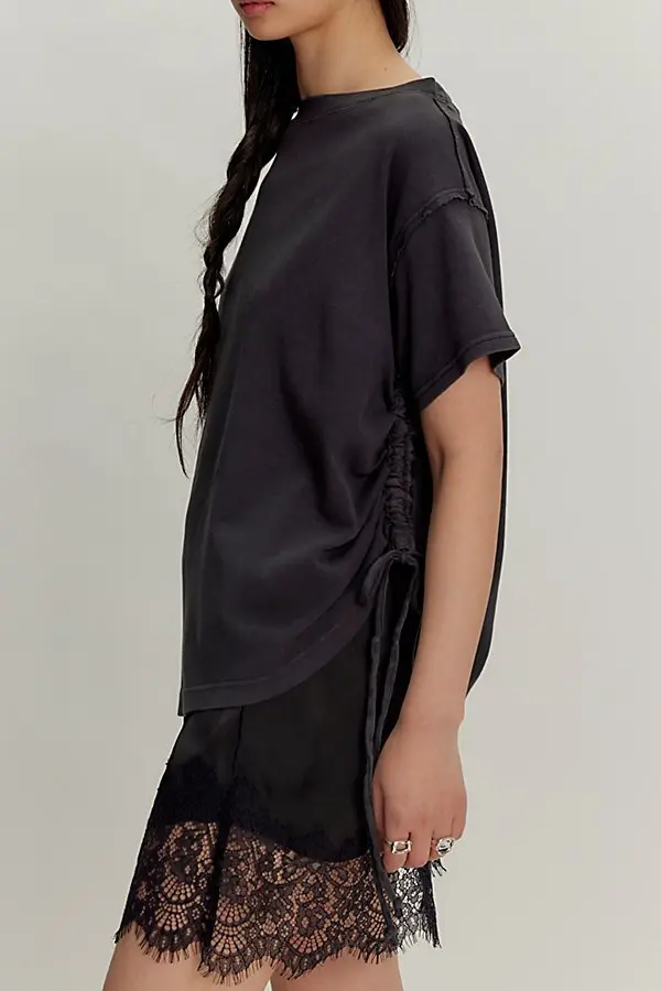 We The Free Ruched Side Tee - Black