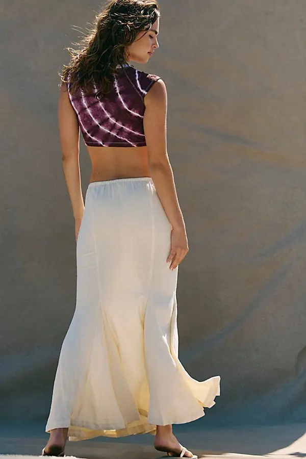 Free People Mermaid Linen Maxi Skirt - Tea Cookie