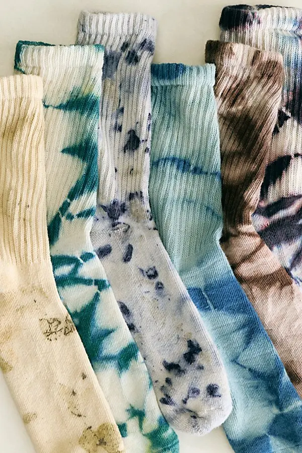 AMERICAN TRENCH Natural Tie-dyed Crew Socks - Brown