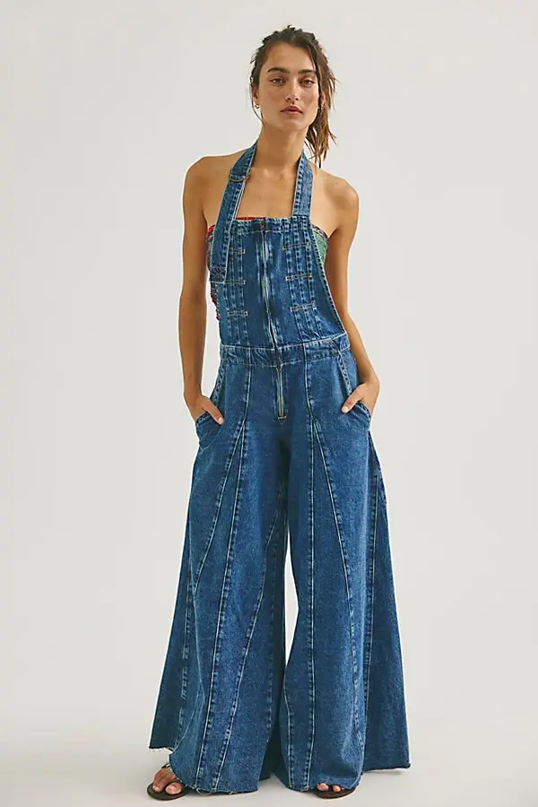 We The Free Vista Apron Jumpsuit - Fable Blue
