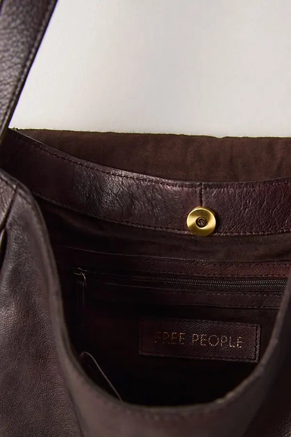 Free People Layla Leather Messenger Bag With Tassel Detail - Espresso