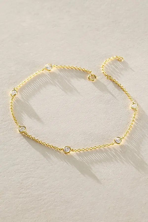 Free People Bezel-set Satellite Stone Anklet - Gold
