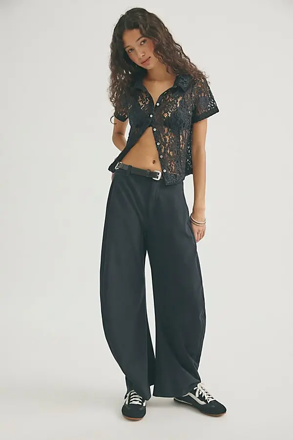 Free People Betty Lace Top - Black