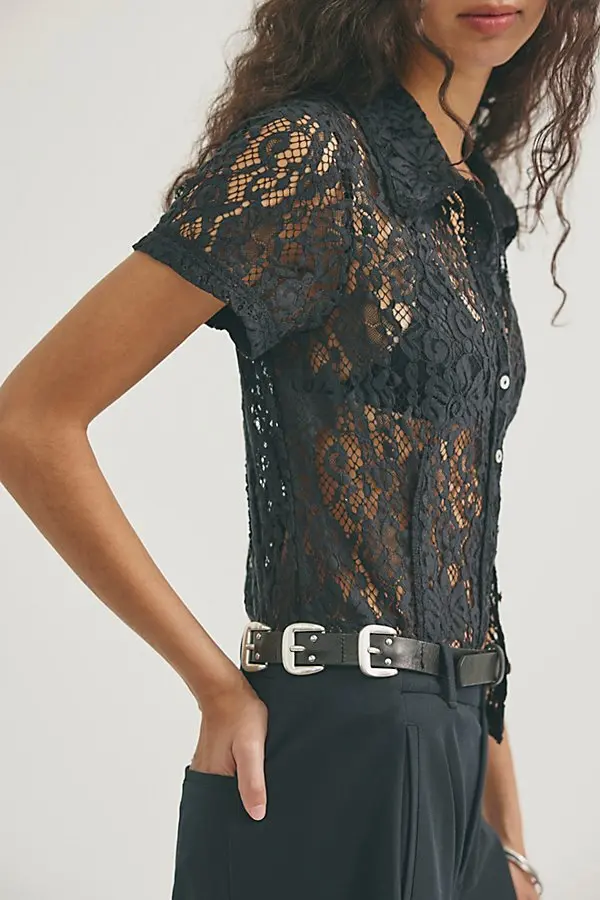 Free People Betty Lace Top - Black