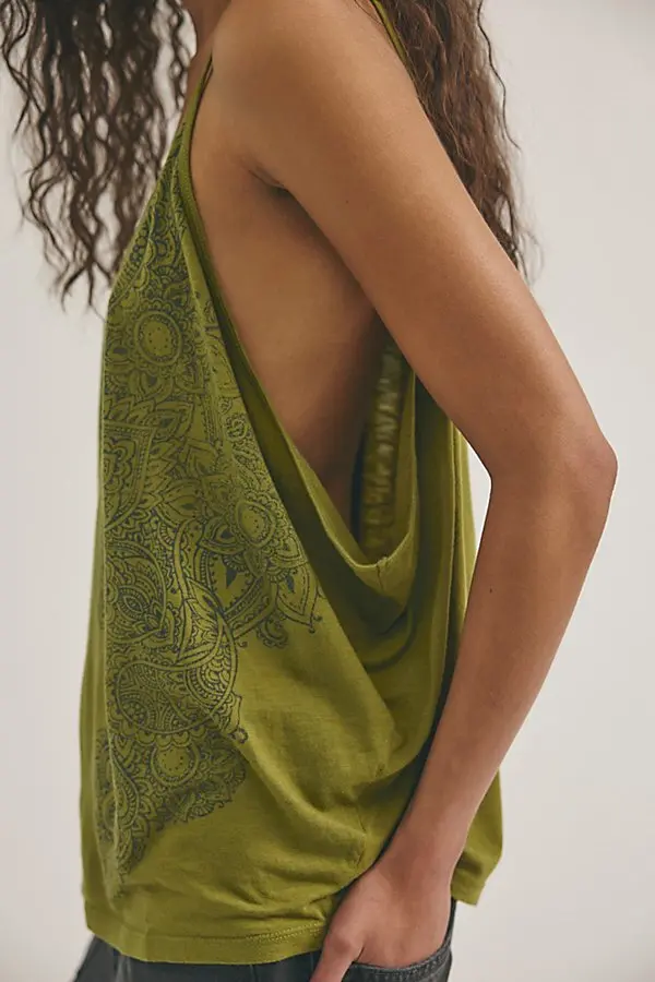 Free People Heirloom Tank Top - Olive Combo