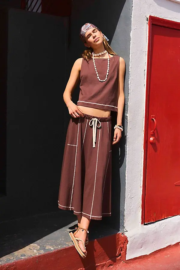 Free People Venetia Skirt Co-ord Set - Coconut Shell