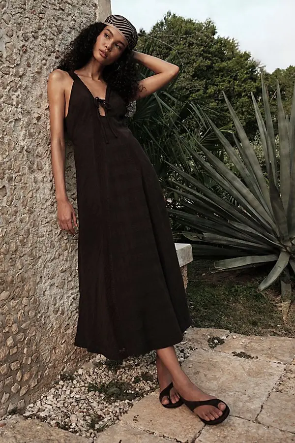 Free People Adela Maxi Dress - Bitter Bark