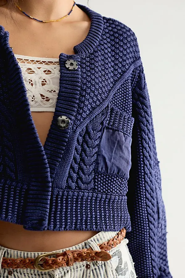 We The Free Sasha Cotton Cardigan - Navy