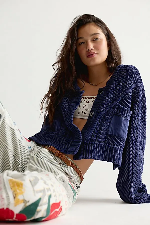 We The Free Sasha Cotton Cardigan - Navy