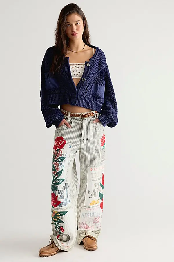 We The Free Sasha Cotton Cardigan - Navy