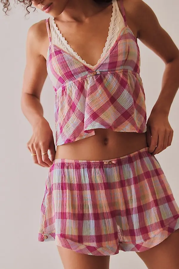 INTIMATELY Weekend Feeling Crinkled Cotton Shorts - Melon Combo