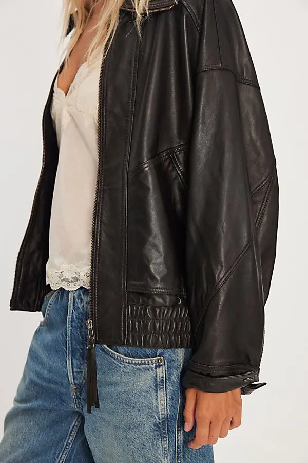We The Free Desert Moon Leather Bomber Jacket