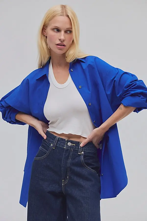 AGOLDE Sona Oversized Button-down Shirt - Cobalt