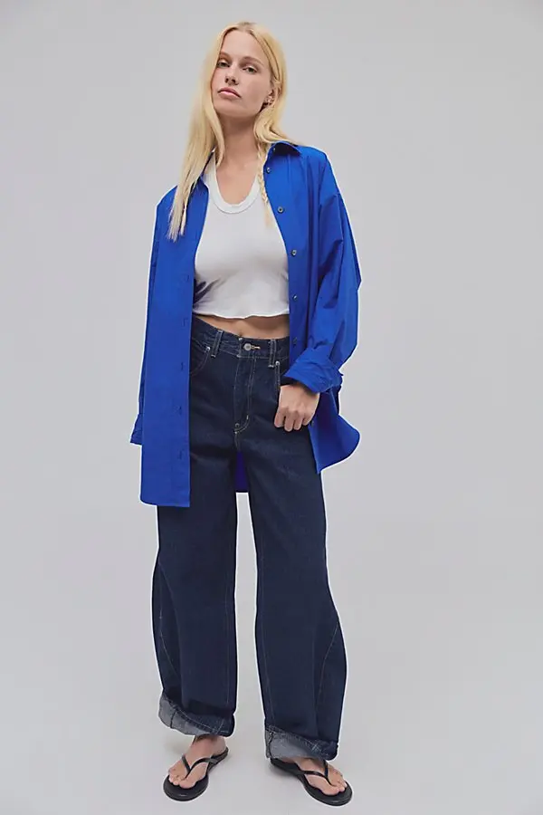 AGOLDE Sona Oversized Button-down Shirt - Cobalt
