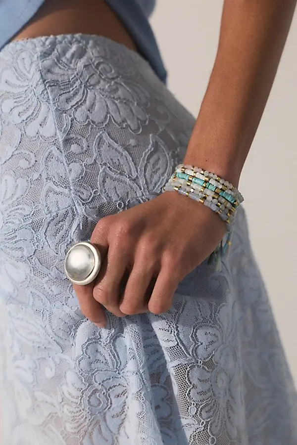 Free People Oversized Bezel-set Glass Stone Ring - Clear