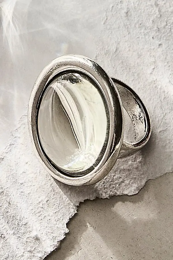 Free People Dewdrop Ring With Bezel-set Glass Stone