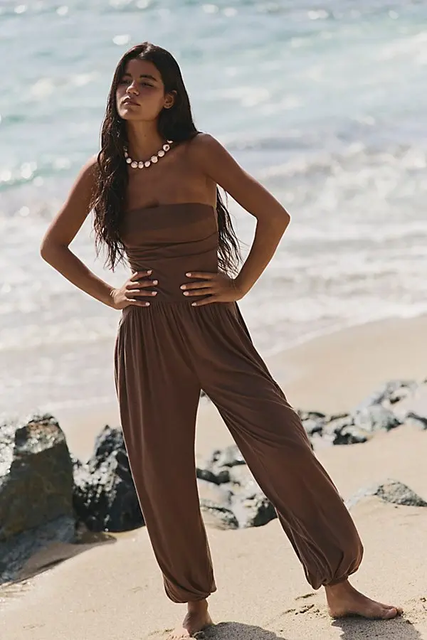 Free People Mora Drop-waist Jumpsuit - Deep Brown