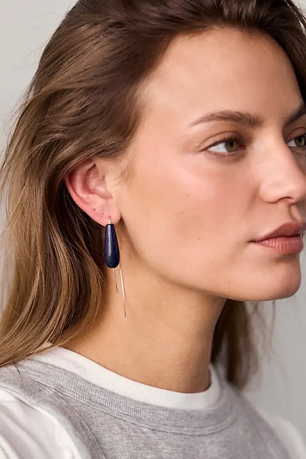 LES BEADS STUDIO Lazuli Dangle Earrings - Lapis