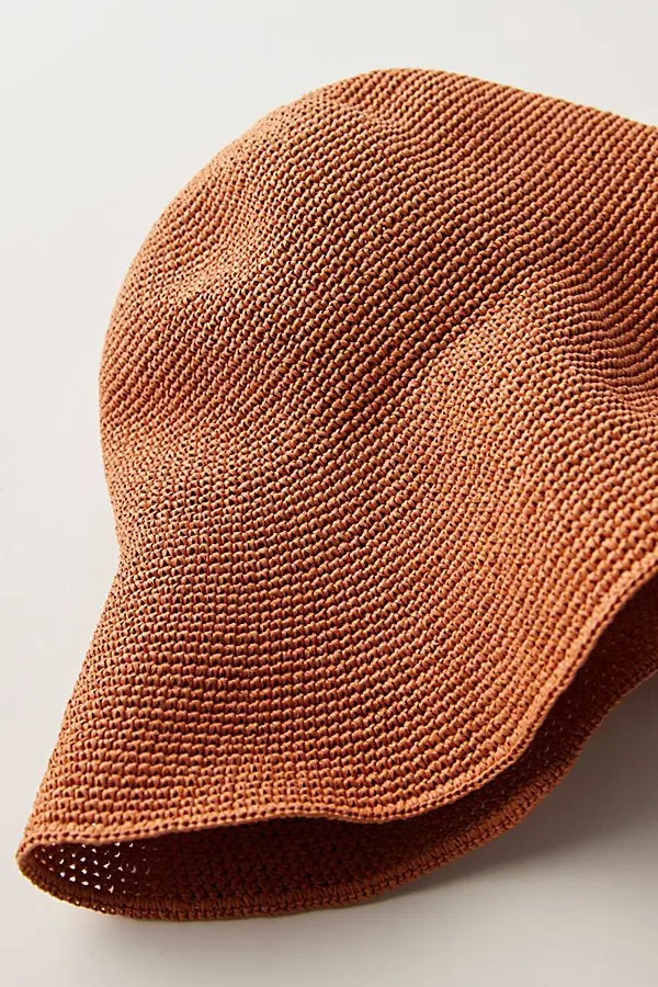 Free People Woven Wide Brim Hat - Orange