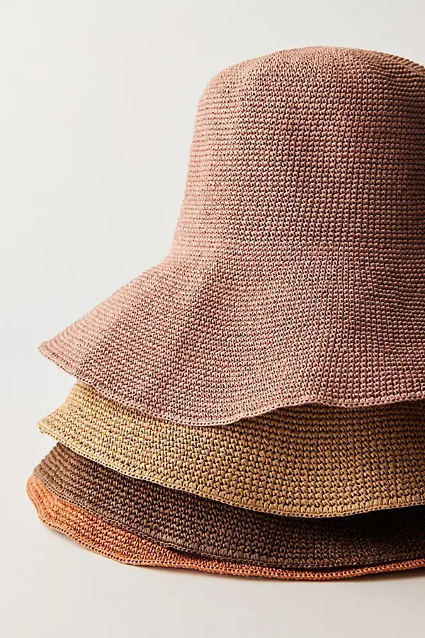 Free People Woven Wide Brim Hat - Orange