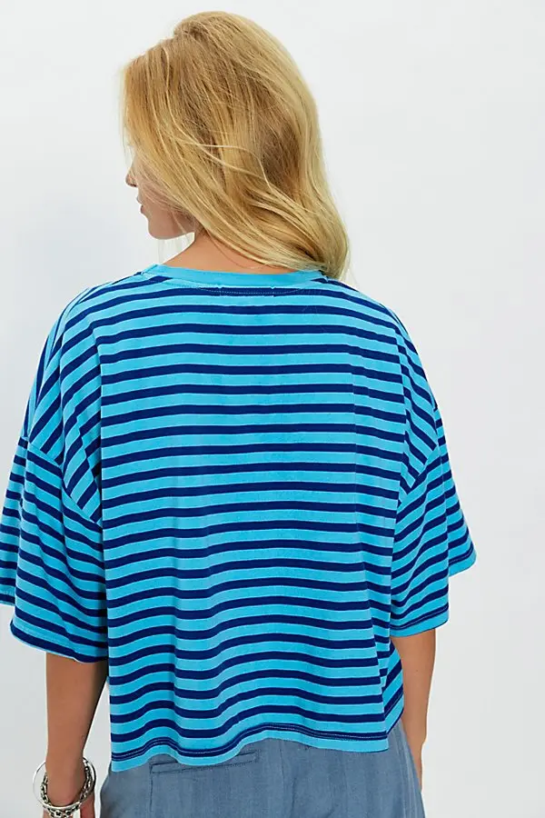 Daydreamer Sport Graphic Striped Cropped T-shirt