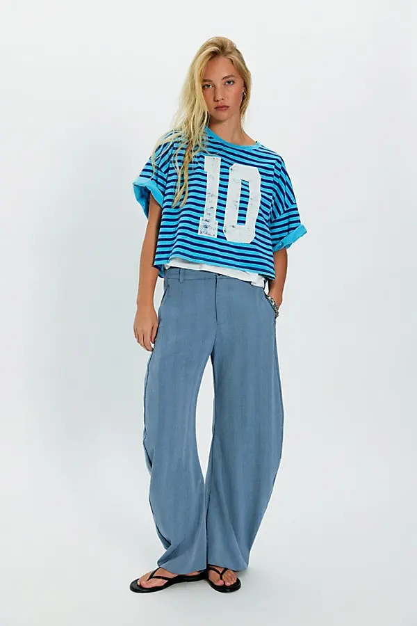 Daydreamer Sport Graphic Striped Cropped T-shirt