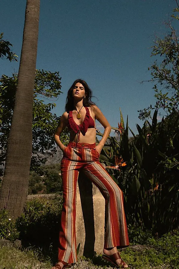MATTHEW WILLIAMSON X FREE PEOPLE Mirador Striped Bootcut Trousers - Saffron Combo