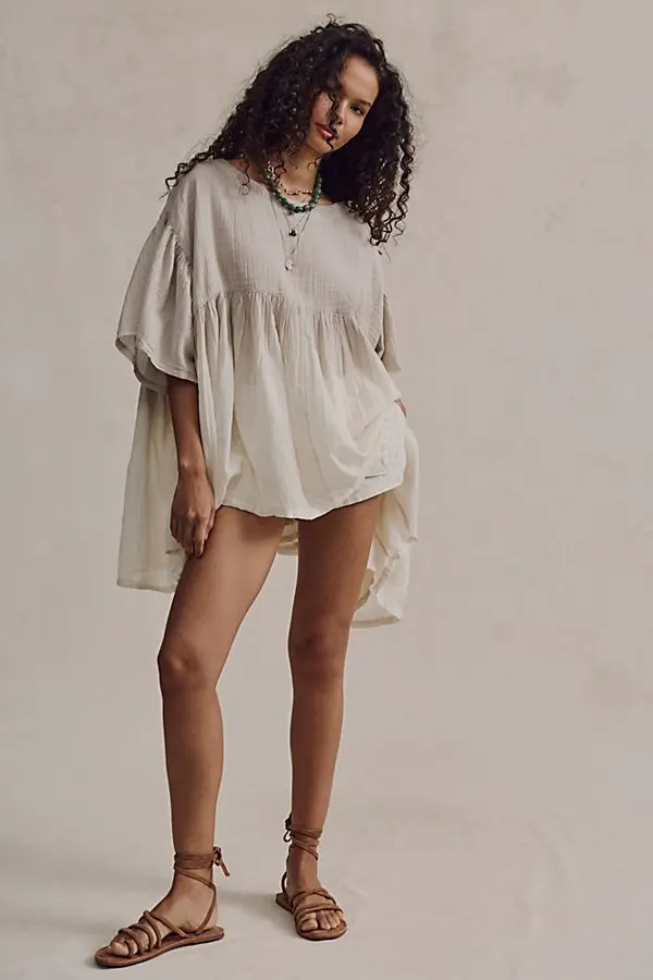 We The Free Gauzy Cotton Peplum Top