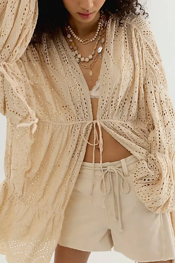 Free People Juliet Cutwork Duster Top