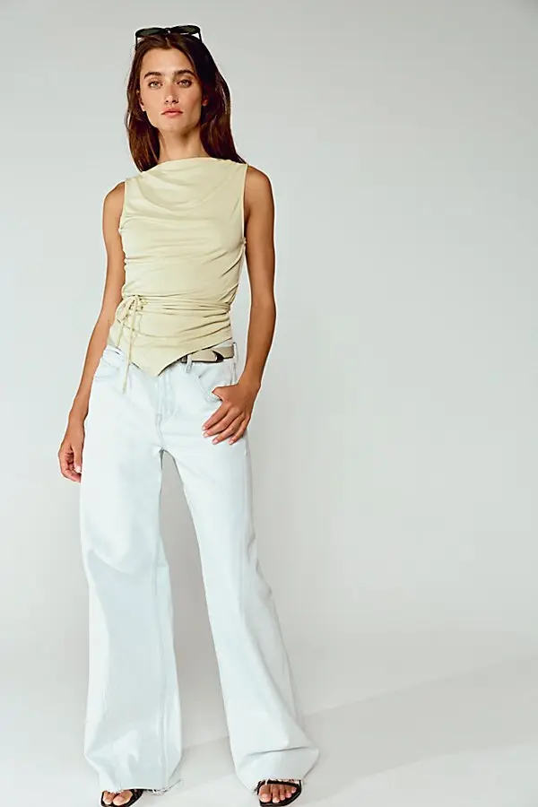 GEEL Portia Sleeveless Top With Draped Detailing - Melon