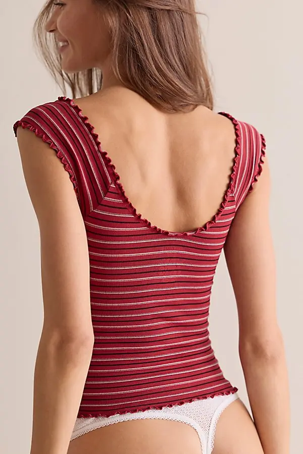 INTIMATELY Sunbeam Stripe Tee - Deep Claret