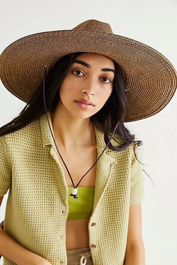 Free People Arizona Packable Wide Brim Hat - Mixed Coffee