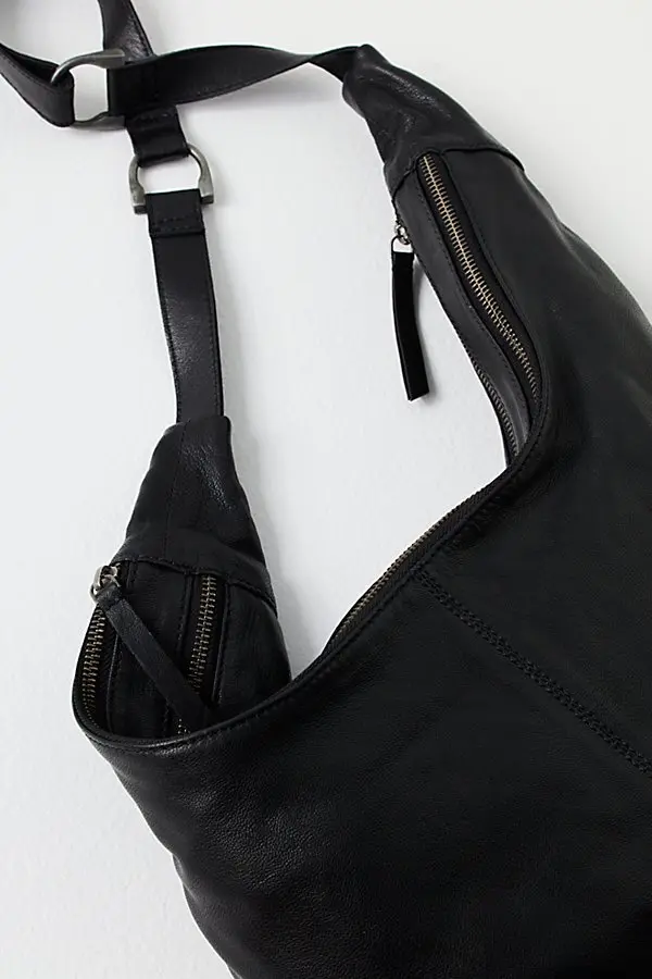 FP COLLECTION Idle Hands Leather Sling Bag - Black