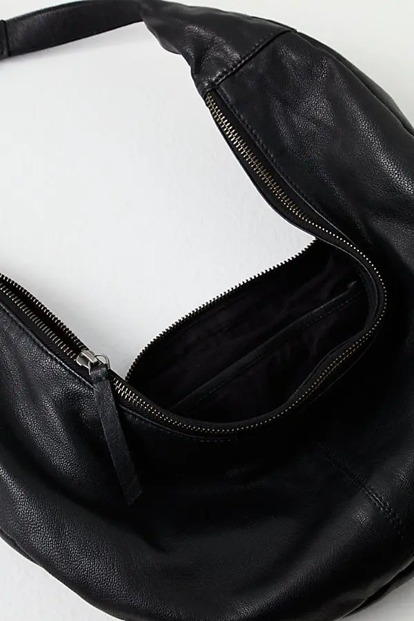 FP COLLECTION Idle Hands Leather Sling Bag - Black