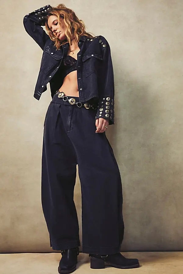 Free People Cool Harbor Wide-leg Trousers - Black