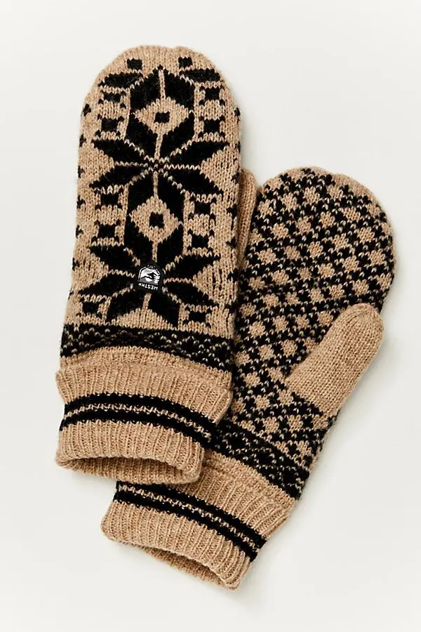 HESTRA Isvik Knitted Mittens - Beige/black