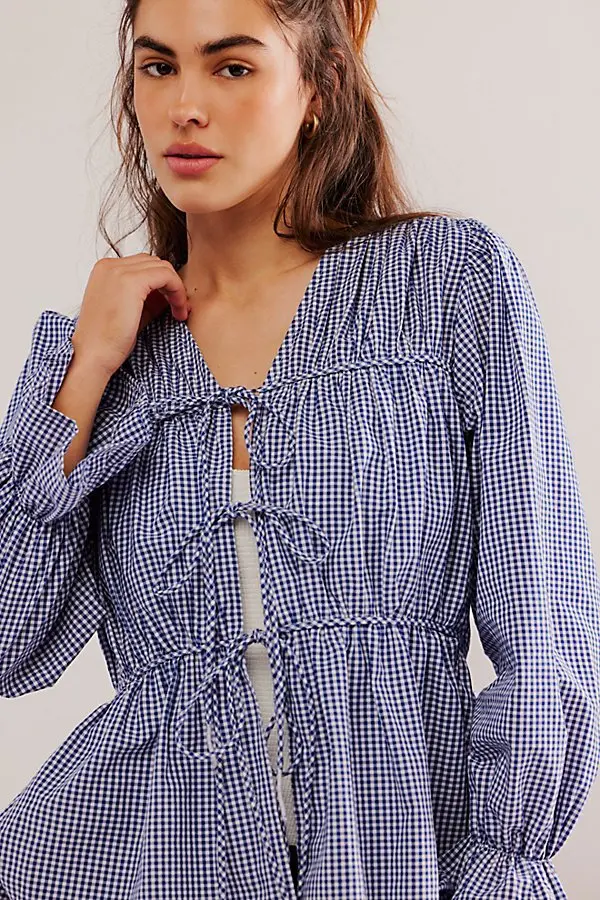 NIGEL PRESTON Poplin Cinched Top