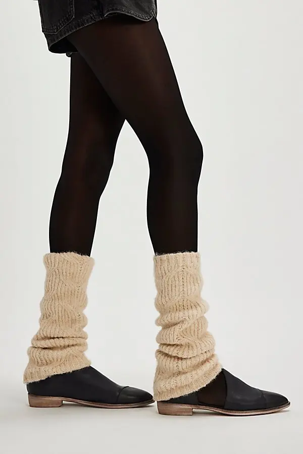 FP COLLECTION Leather Flat With Side Cutouts And Stacked Heel