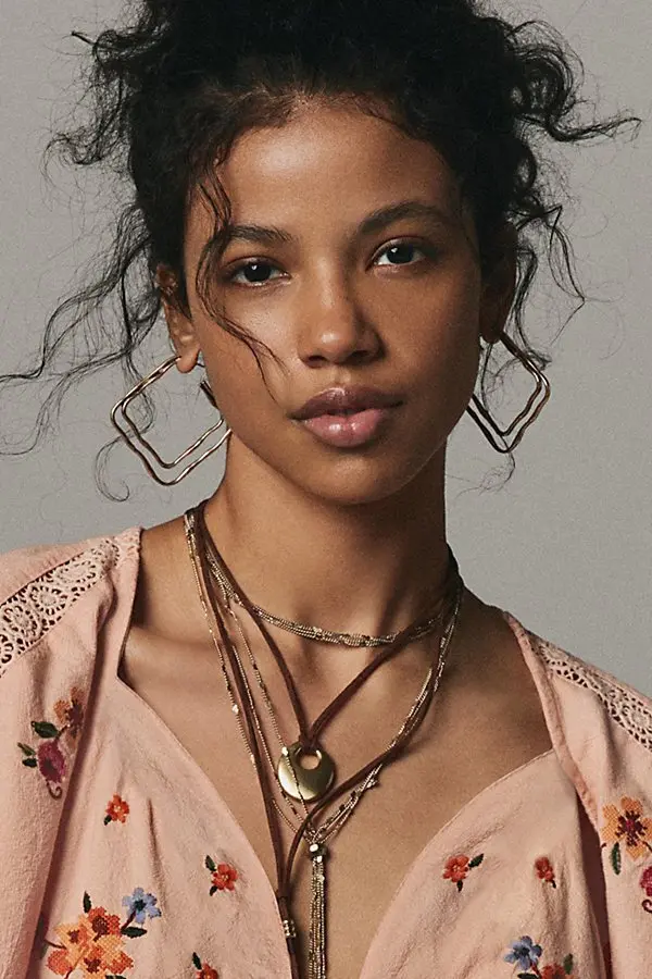 Free People Shelby Square Hoops - Gold