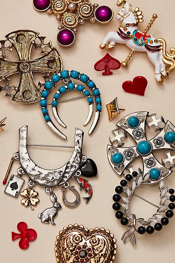 Free People Horseshoe Brooch With Stone Detailing