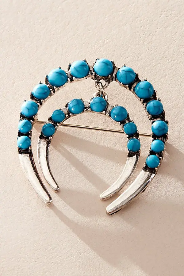 Free People Horseshoe Brooch With Stone Detailing