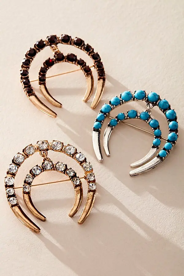 Free People Horseshoe Brooch With Stone Detailing