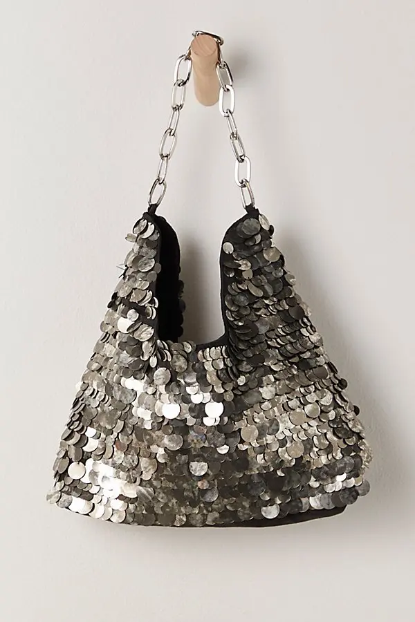 FP COLLECTION Diana Sequin Disc Shoulder Bag