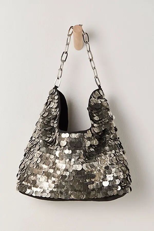 FP COLLECTION Diana Sequin Disc Shoulder Bag