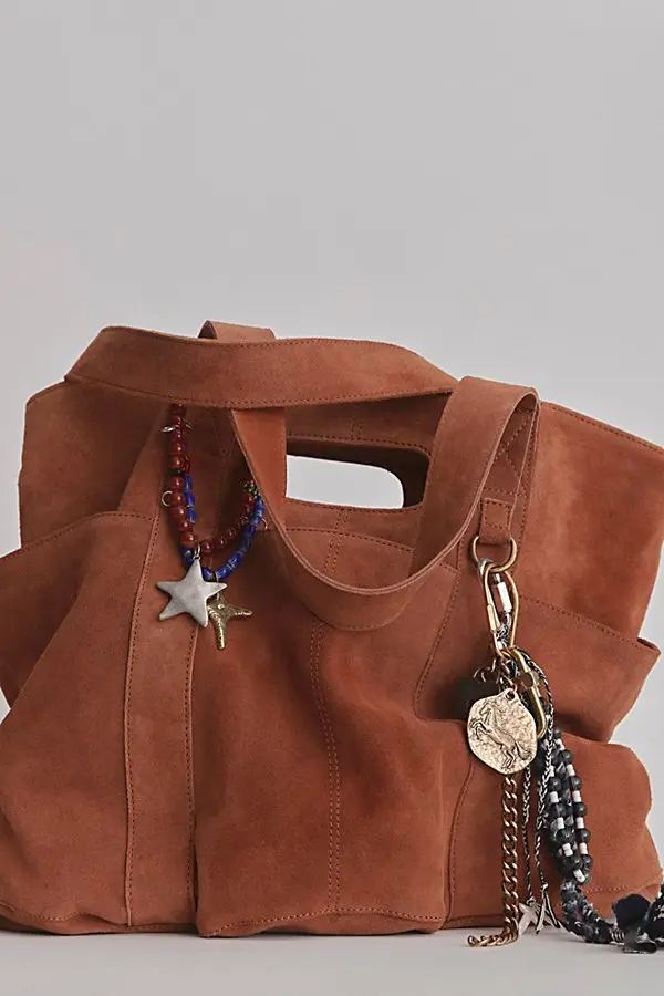 Free People Suede Caravan Tote - Saddle