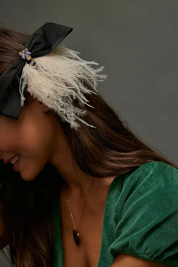 Free People Party Crasher Satin Bow Hair Clip - Black
