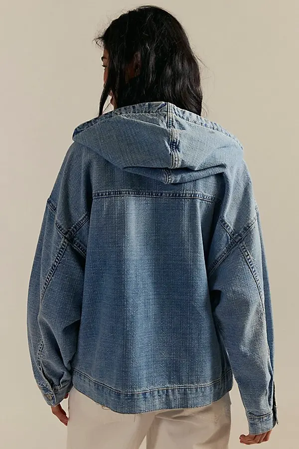 We The Free Casey Denim Pullover Jacket With Hood