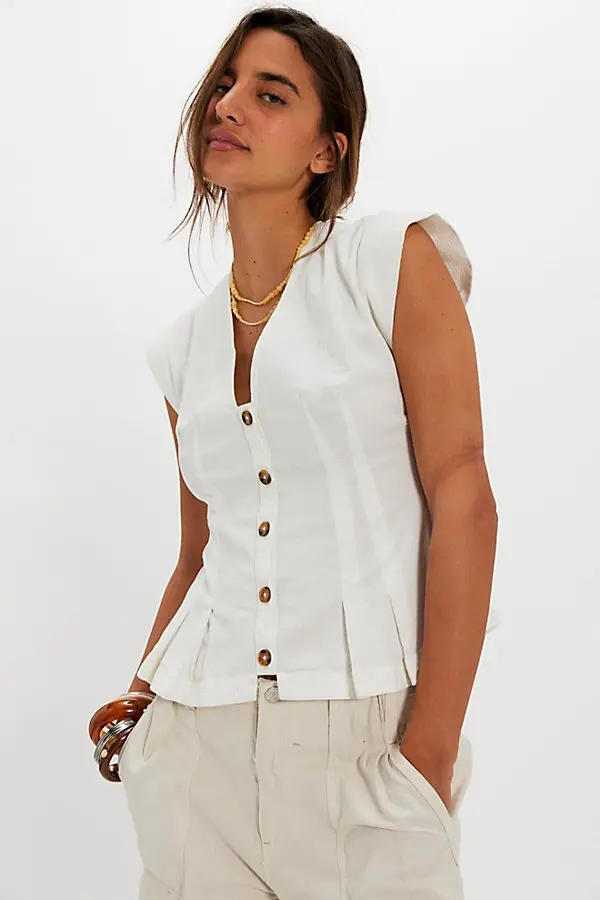 Free People Dylan Vest Jacket - Ivory
