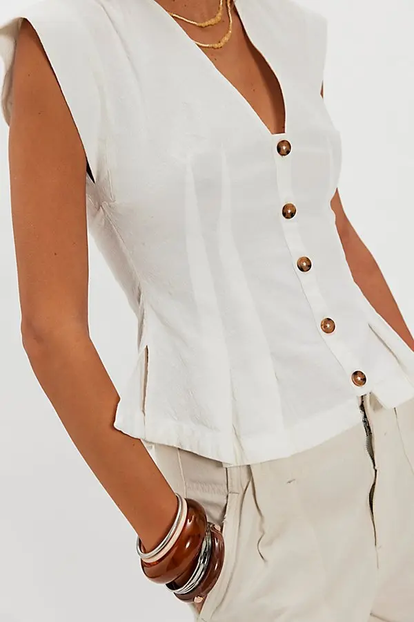 Free People Dylan Vest Jacket - Ivory